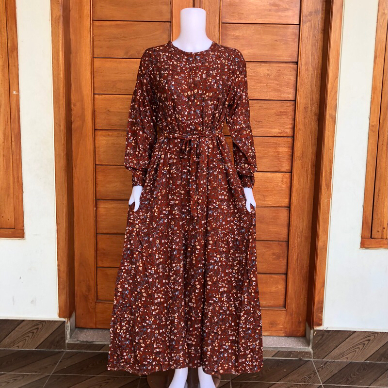 Jual Gamis Motif Bunga Kecil Rayon Viscos Uk M-XL | Shopee Indonesia