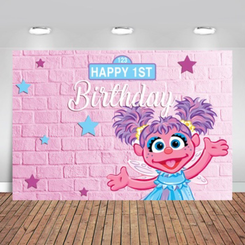 Jual Spanduk Ultah Photographic Background Sesame Street Brick Wall ...