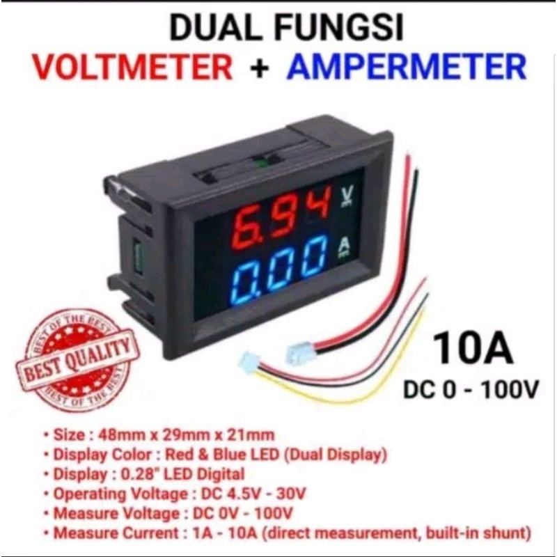 Jual Dual Volt Amper Meter Digital Ampere Meter Voltmeter 10A 0-100V ...