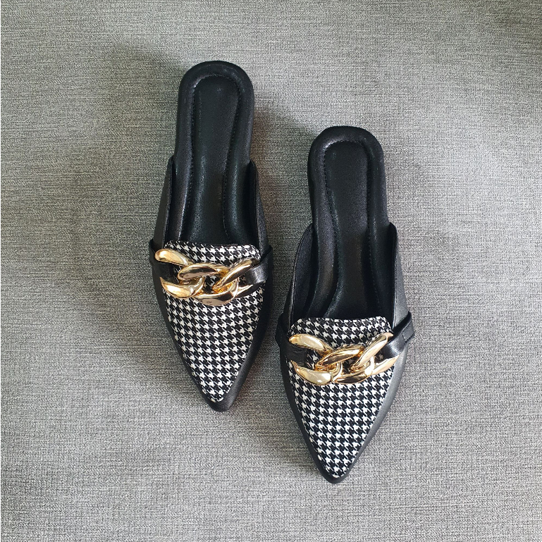 Jual Sandal Flat Wanita Mules Selop Kekinian Korean Style Untuk Kerja ...