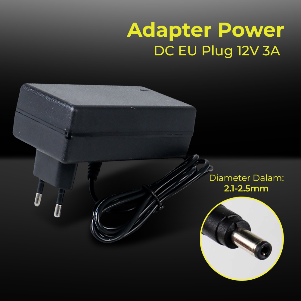 Jual Power Adaptor 3 Ampere Supply Converter AC to DC 12V 3A EU Plug ...