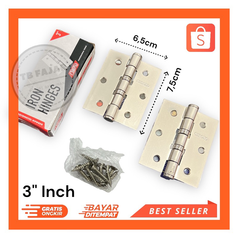 Jual Engsel Besi CHRONO 3" Inch / Pintu Jendela Silver | Shopee Indonesia