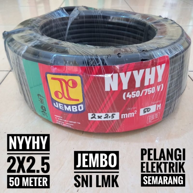 Jual JEMBO Kabel Serabut NYYHY 2x2.5 / 2x2,5 mm Hitam SNI LMK - 50 Meter 50m | Shopee Indonesia