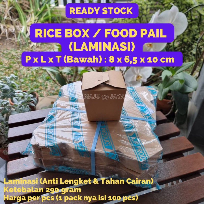 Jual Paper Rice Box / Food Pail Laminasi Kraft Cokelat Ketebalan 290 ...