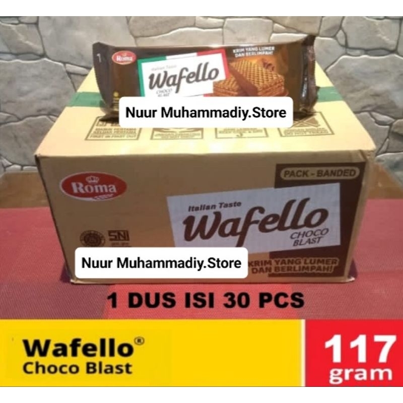 Jual Roma Wafello Choco Blast 117 gr (Harga 1 Dus isi 30 pcs) | Shopee ...