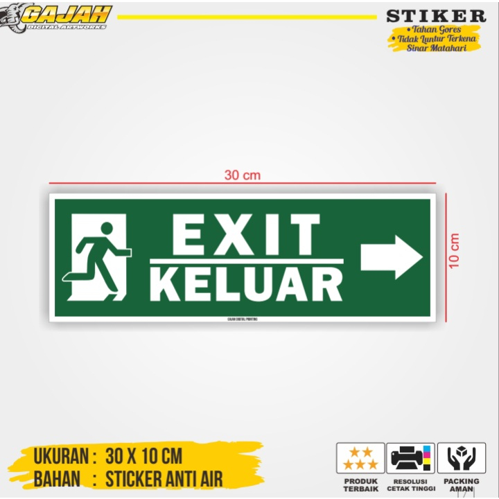 Jual Stiker Jalur Evakuasi Exit Sign | Shopee Indonesia