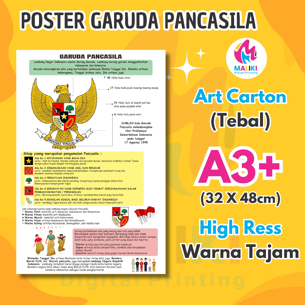 Jual Poster Garuda Pancasila - Poster Edukasi Anak - Poster belajar ...