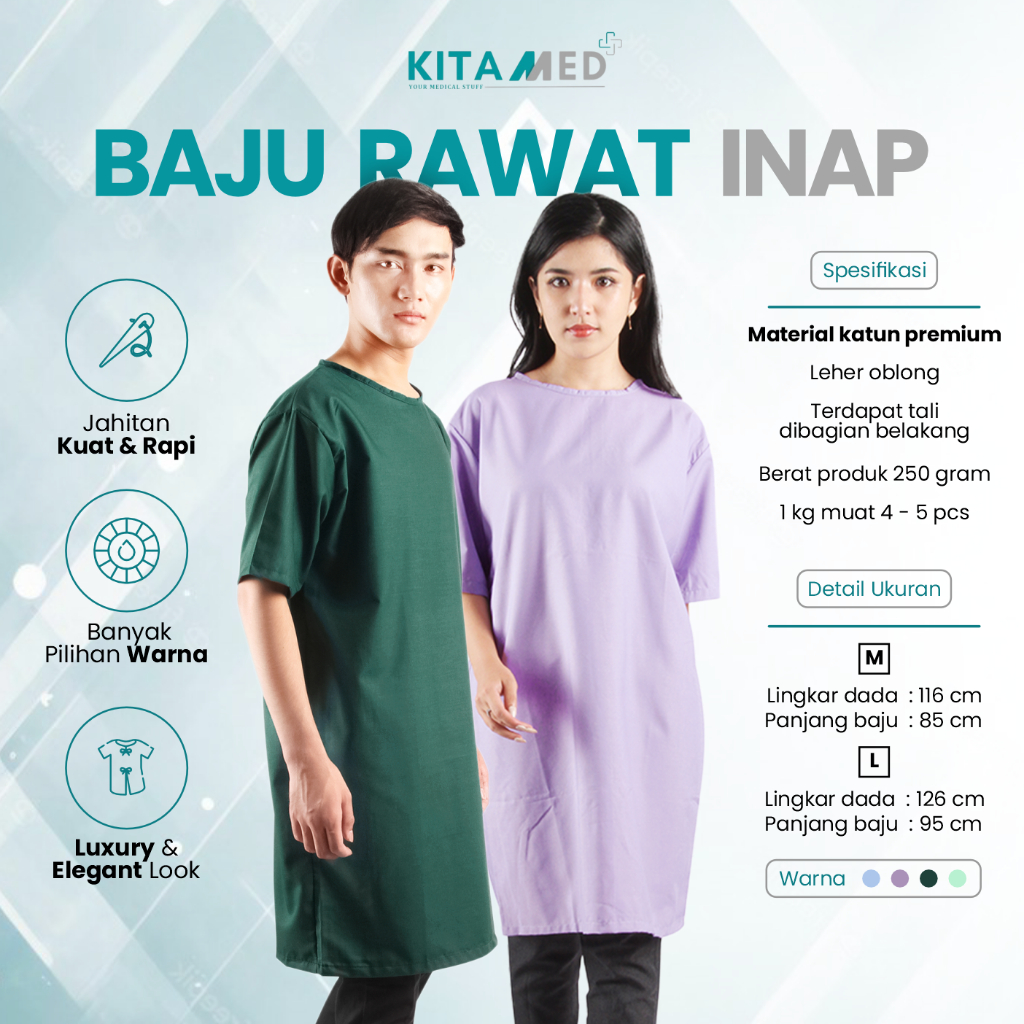 Jual Baju Pasien Rumah Sakit Model Polos Seragam Rawat Inap Lengan Pendek Unisex Pria Wanita ...
