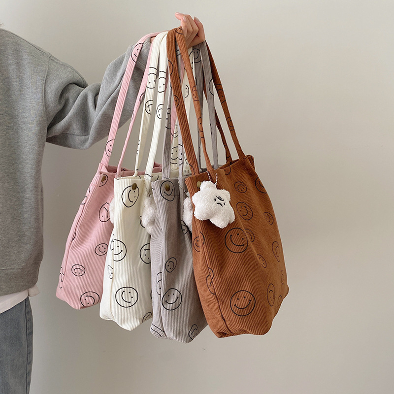 Jual SMILEY Corduroy Tas Tote Wanita Lucu Totebag Shoulderbag bahu ...