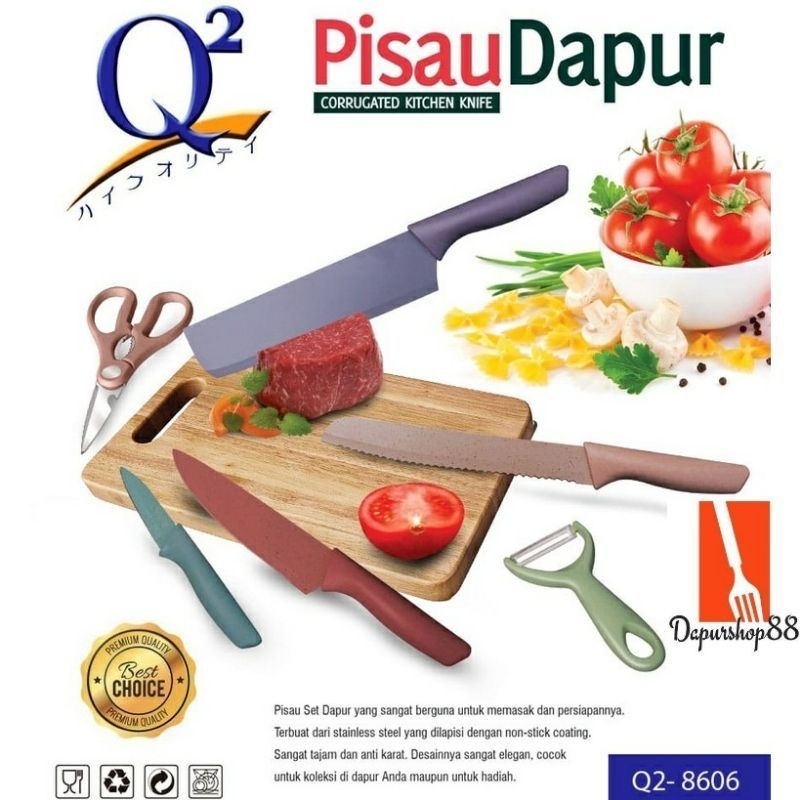 Jual PISAU DAPUR MERK Q2 /PISAU WARNA/ PISAU SET MURAH VIRAL/PISAU SST ...