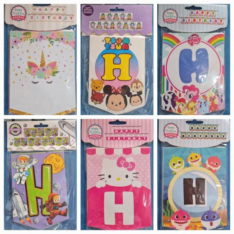 Jual Banner HBD Karakter/ Banner Ulang Tahun Karakter bentuk segilima ...