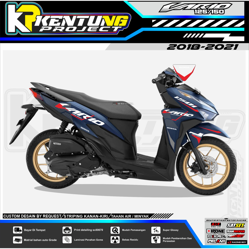 Jual STRIPING STICKER VARIASI VARIO FACELIFT 125/150 UV TRANSPARAN ...