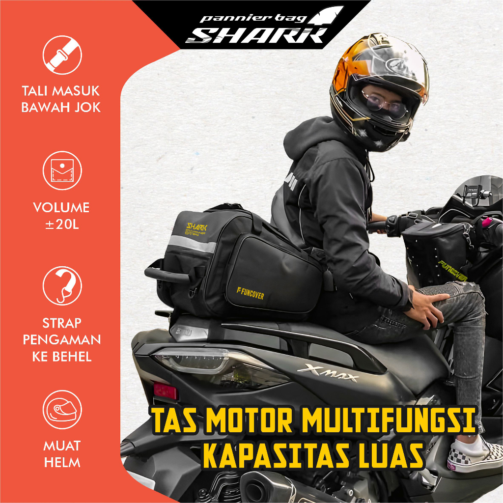 Jual Tas Pannier Motor Touring Box Belakang Jok Tailbag Shark Multifungsi Funcover | Shopee ...
