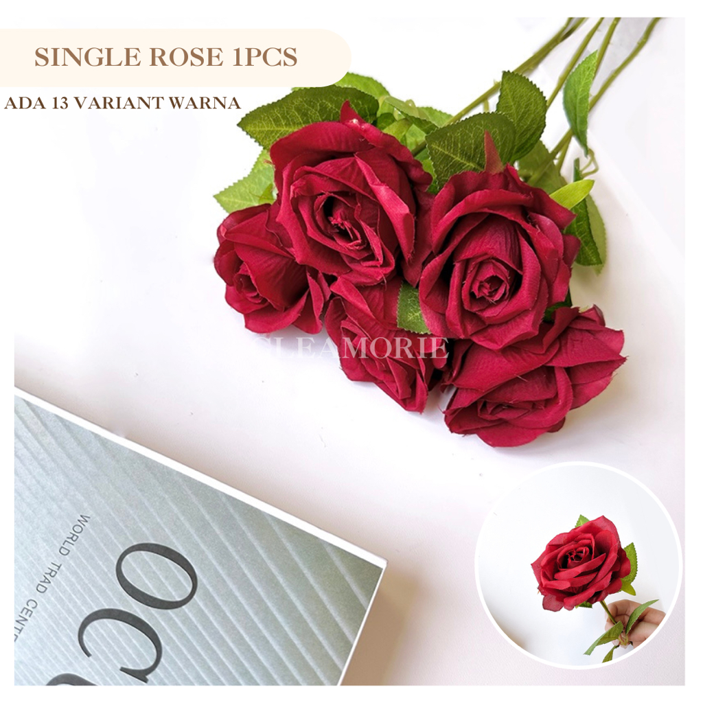 Jual bunga mawar palsu per tangkai 50 cm artificial rose dekorasi ...