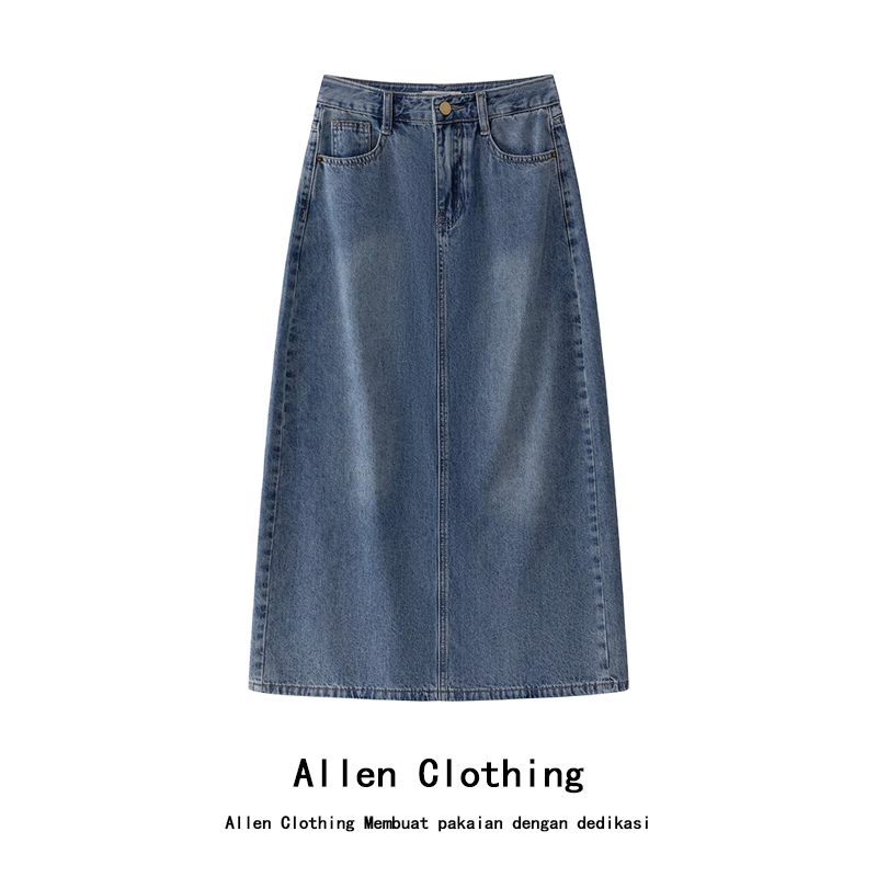 Jual Allen Clothing Rok Denim Belahan Biru Wanita Gaya Korea Terbaru ...