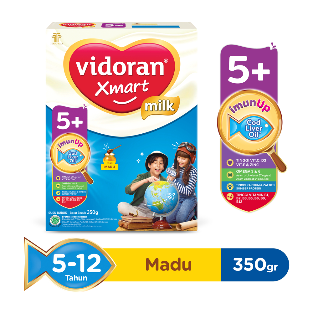 Jual vidoran Xmart 5+ Madu/Cokelat 350gr Susu Formula Pertumbuhan Anak ...