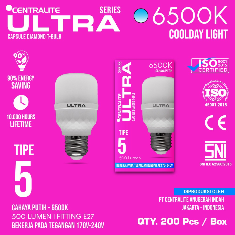 Jual Centralite ULTRA Body JUMBO Lampu LED Cahaya PUTIH 5 10 15 20 30 40 Watt Model Tabung ...