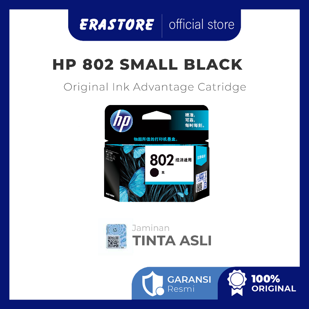 Jual Tinta Printer HP 802 Small Hitam Black Original 100% Ink Cartridge ...