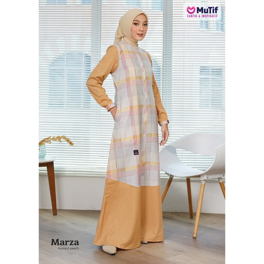 Jual MuTif 100% ORI | Marza Mustard Peach | Marza Pink Navy | Gamis ...