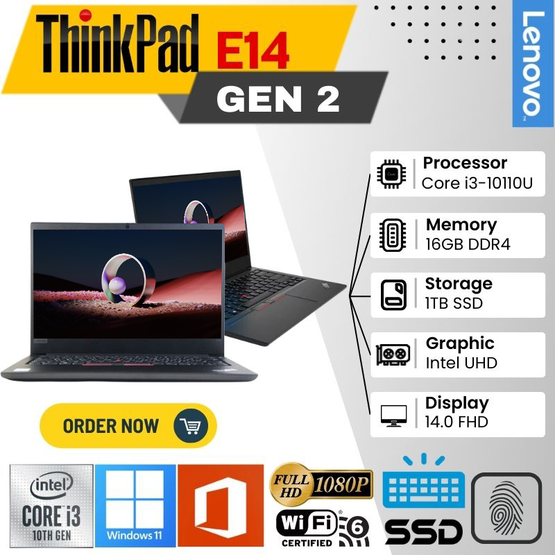 Jual Laptop Lenovo Thinkpad Core i3-10110U RAM 16GB SSD 1TB Layar 14 ...