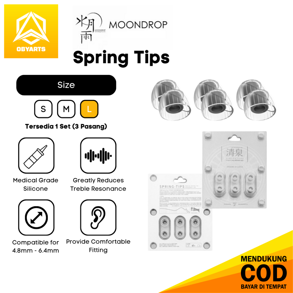Jual Moondrop Spring Tips Silicone Eartips Replacement Karet Earphone ...