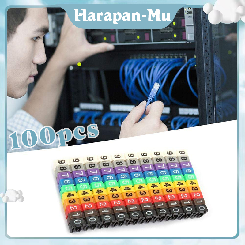 Jual 100pcs Cable Markers Colourful C-Type Marker Label Penanda Kabel ...