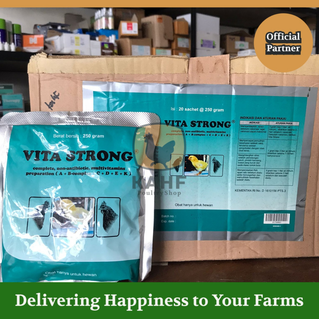 Jual Vita Strong 250 gram 1 Dus 5 kg isi 20 pcs Multivitamin Ayam [KAHF ...