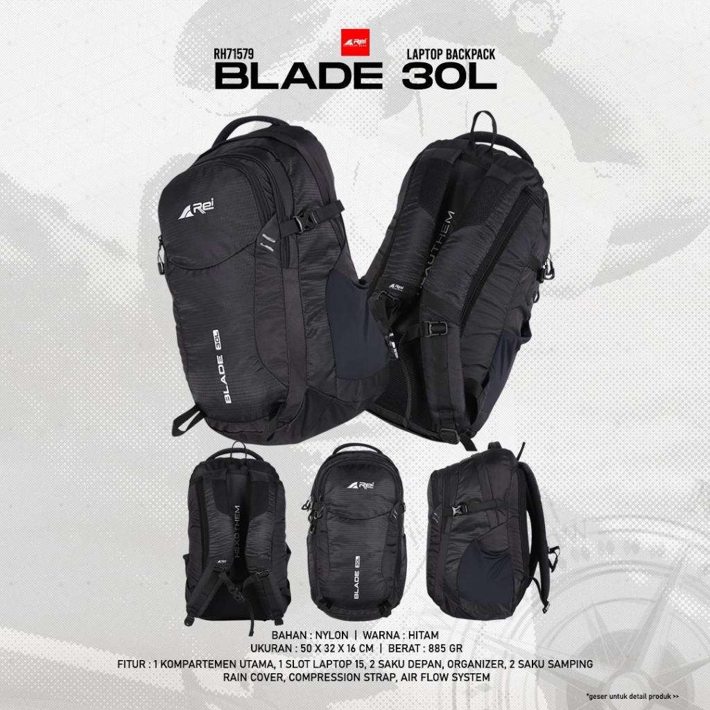 Jual Tas Ransel Hitam Pria Blade 30 Liter Daypack Arei Outdoorgear ...