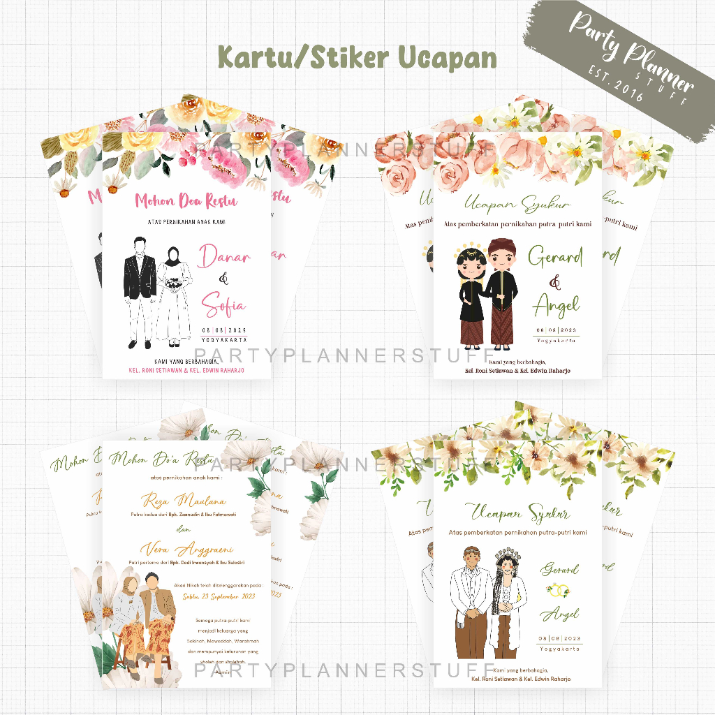 Jual Kartu ucapan syukuran pernikahan / label stiker nasi kotak nasi ...