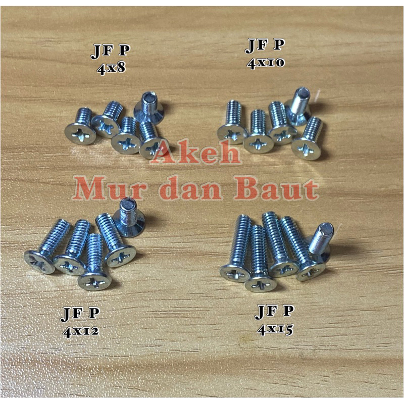 Jual Baut JF Besi M4/M5/M6 / Baut Flat Head Kepala Rata M4/M5/M6 / Baut JF M4/M5/M6 Besi ...