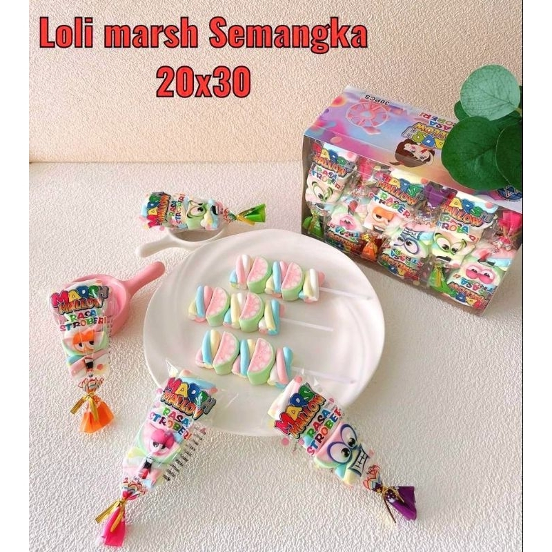 Jual Permen Cemilan Snack Marshmallow Kapas Loli Lolipop Merah Semangka ...