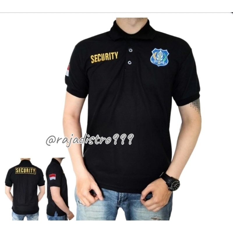 Jual KAOS SECURITY HITAM LOGO WARNA BORDIR , BAJU KERAH SECURITY ...