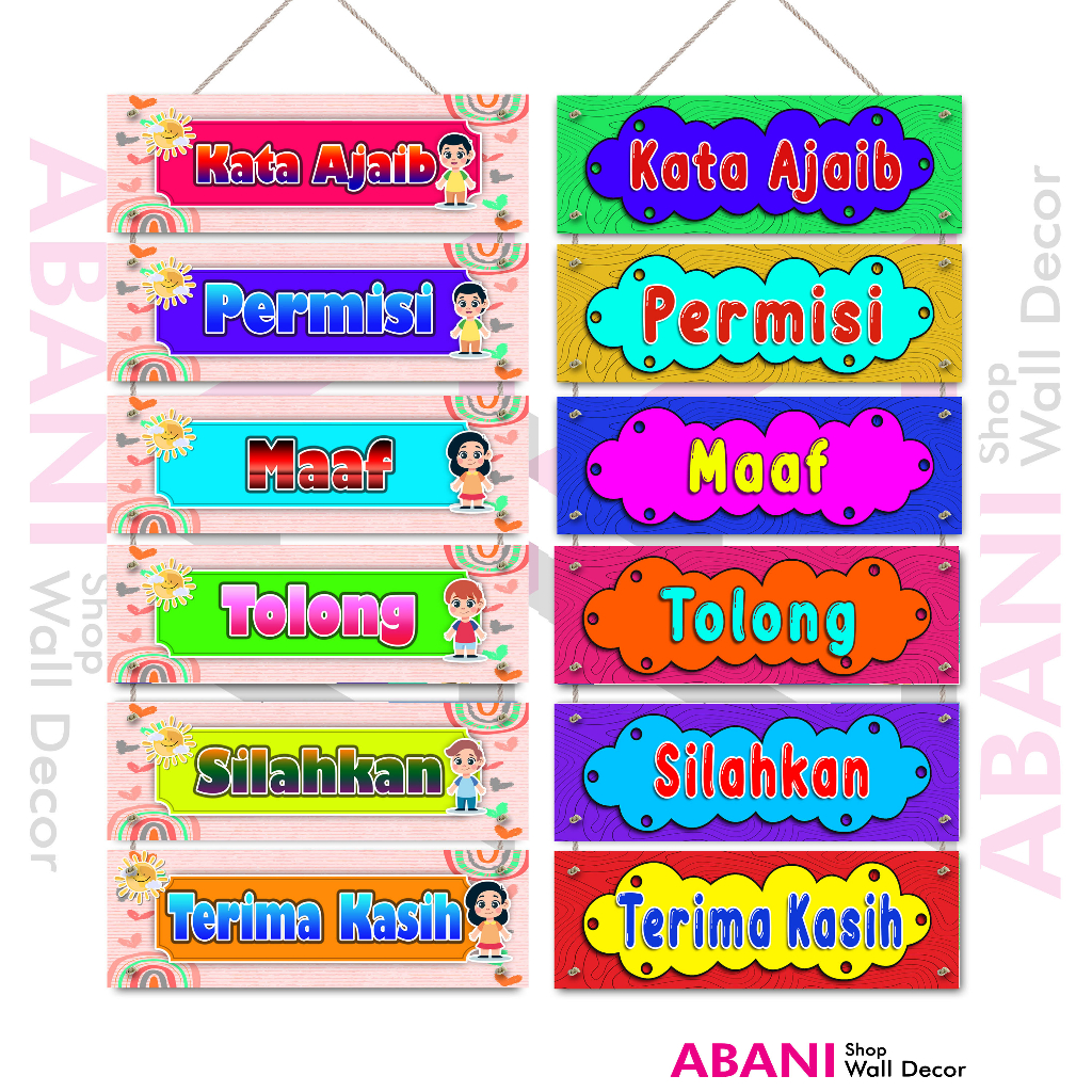 Jual Kata Ajaib Hiasan Dinding Kelas TK SD Magic Word Poster Edukasi ...