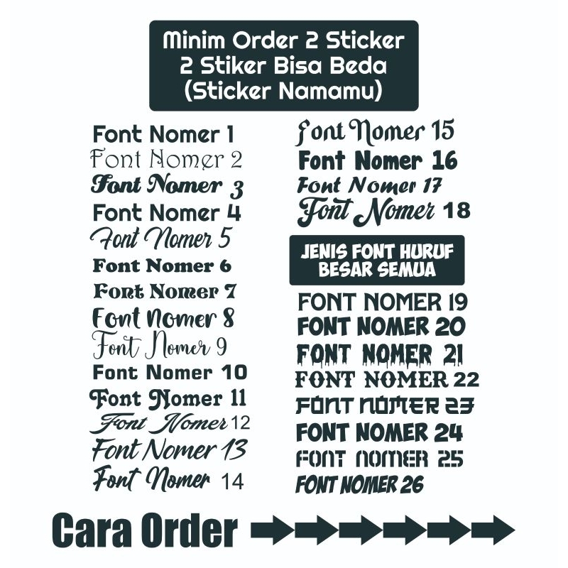 Jual Sticker cutting nama suka-suka,23 pilihan font.3ribuan | Shopee ...