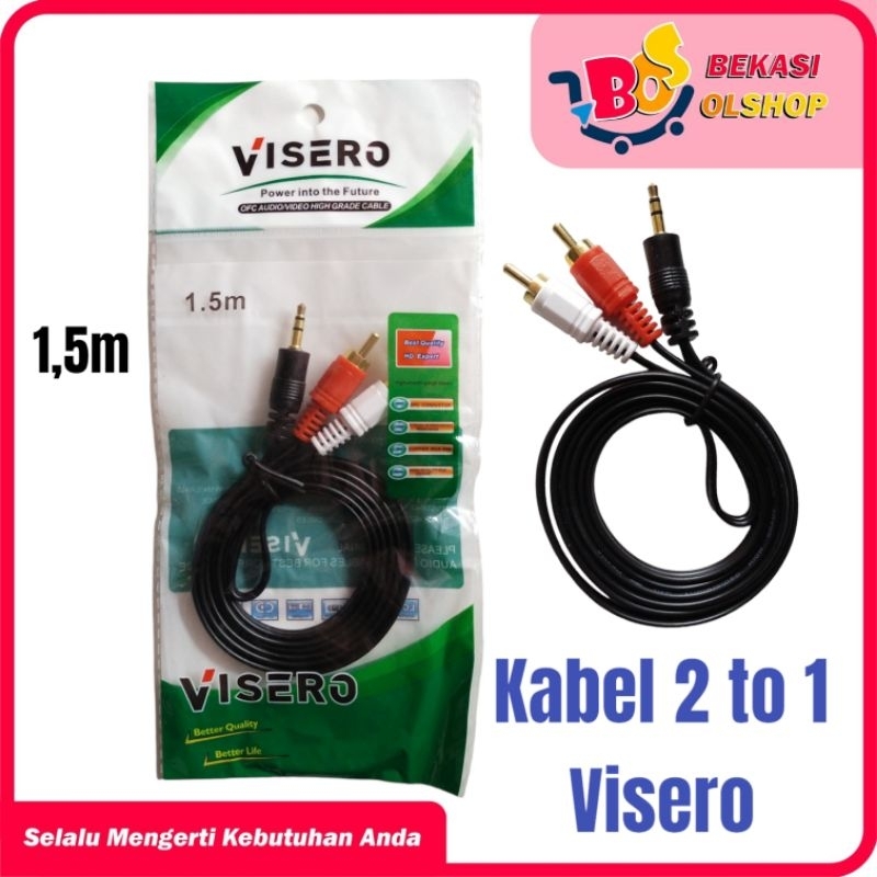 Jual KABEL RCA VISERO 2 TO 1 Atau 3 TO 3 / KABEL AUDIO AUX VISERO 1,5m | Shopee Indonesia