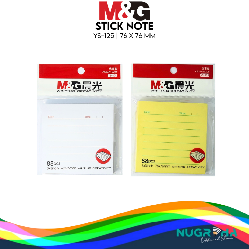 Jual MEMO STICK NOTE STICKY NOTES BERGARIS M&G YS125 3X3 INCH | Shopee ...