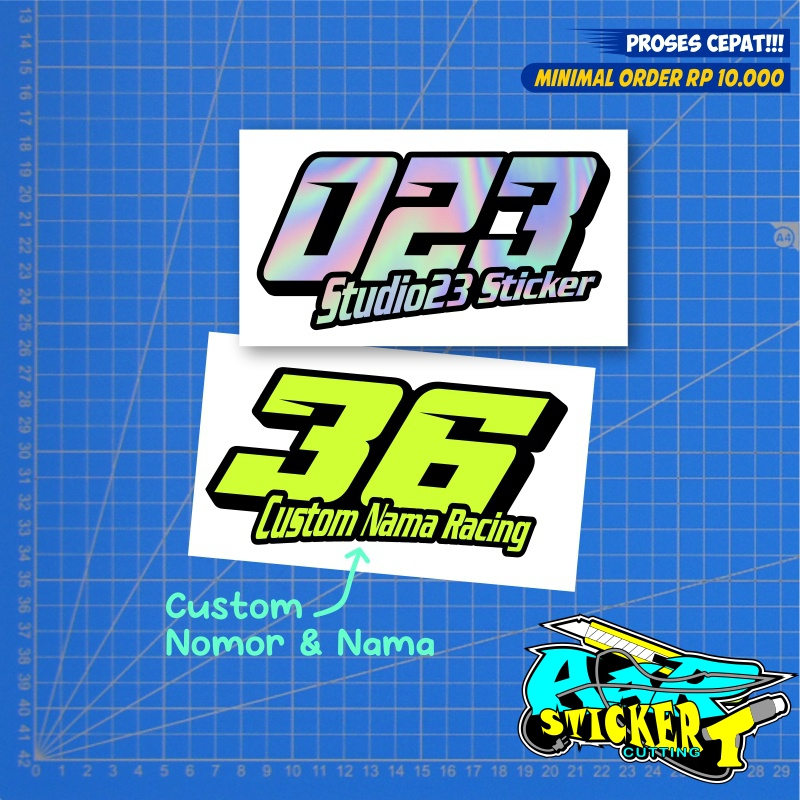 Jual Stiker Custom Nama & Nomor Start Racing Cutting Hologram | Shopee ...
