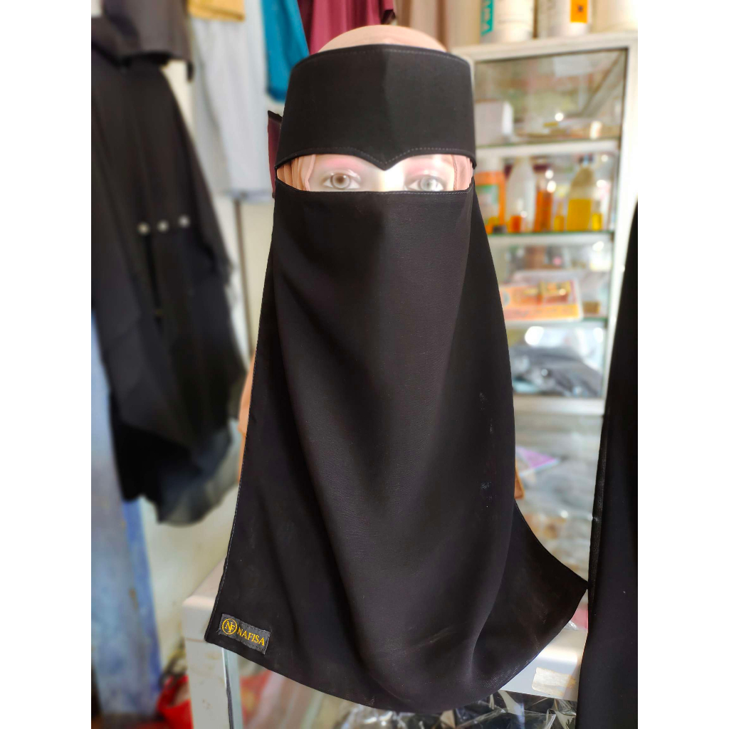 Jual cadar mata elang polos sifon silky ped keras/niqab bandana elang ...