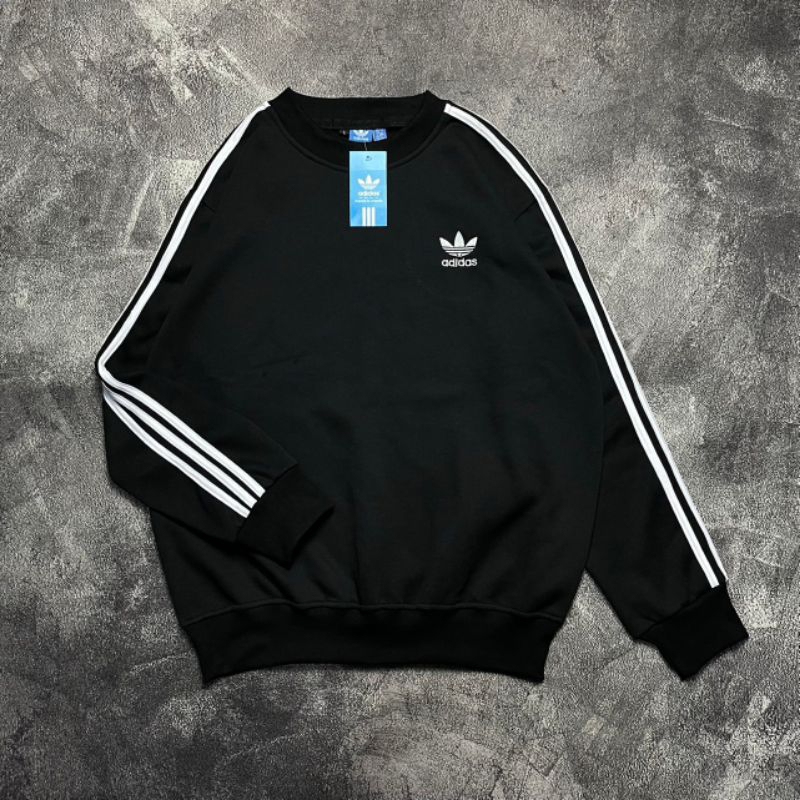 Jual Adidas 3 Foil Crewneck Sweater Hitam Fulltag & Label | Shopee Indonesia