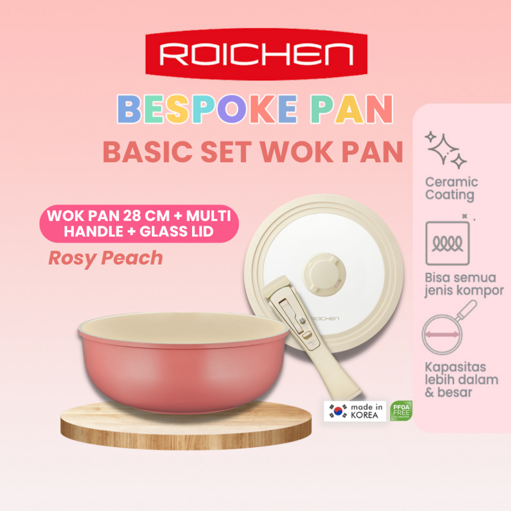 Jual Roichen Wok Pan 28cm Bespoke Basic Set (3pcs) Wok 28cm + Glass Lid + Handle | Shopee Indonesia