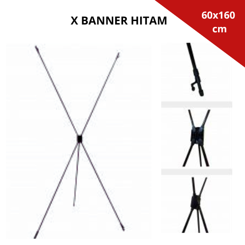 Jual X Banner Fiber Uk. 60x160 / X banner standar hitam / Stand Banner ...
