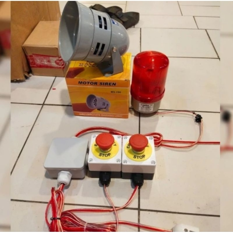 Jual sirine peresmian emergency bahaya fire alram 2 tombol set gedung ...