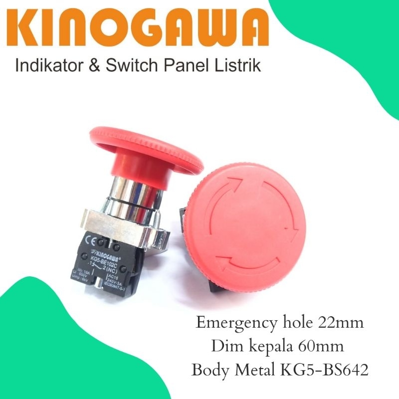 Jual Push Button Emergency 22mm KINOGAWA - Tombol Darurat 22mm - Emergency Push Button Lock 22mm ...