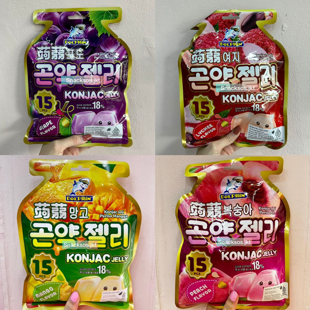 Jual [300GR = 15PCS] DOLPHIN KONJAC JELLY MANGO / PEACH / LYCHEE / GRAPE | Shopee Indonesia