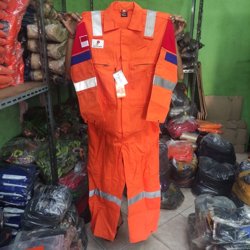 Jual Coverall wearpack Anti api Nomex Lokal pertamina Orange Offshore ...