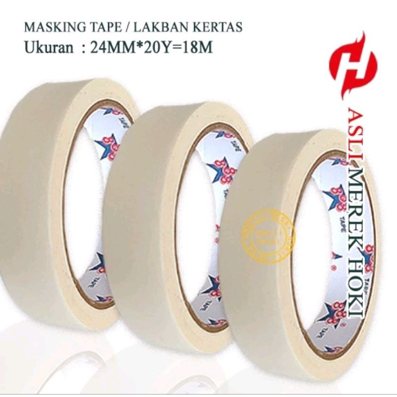 Jual Lakban kertas 24mm*20Y-18M Lakban kertas isolasi masking. | Shopee ...