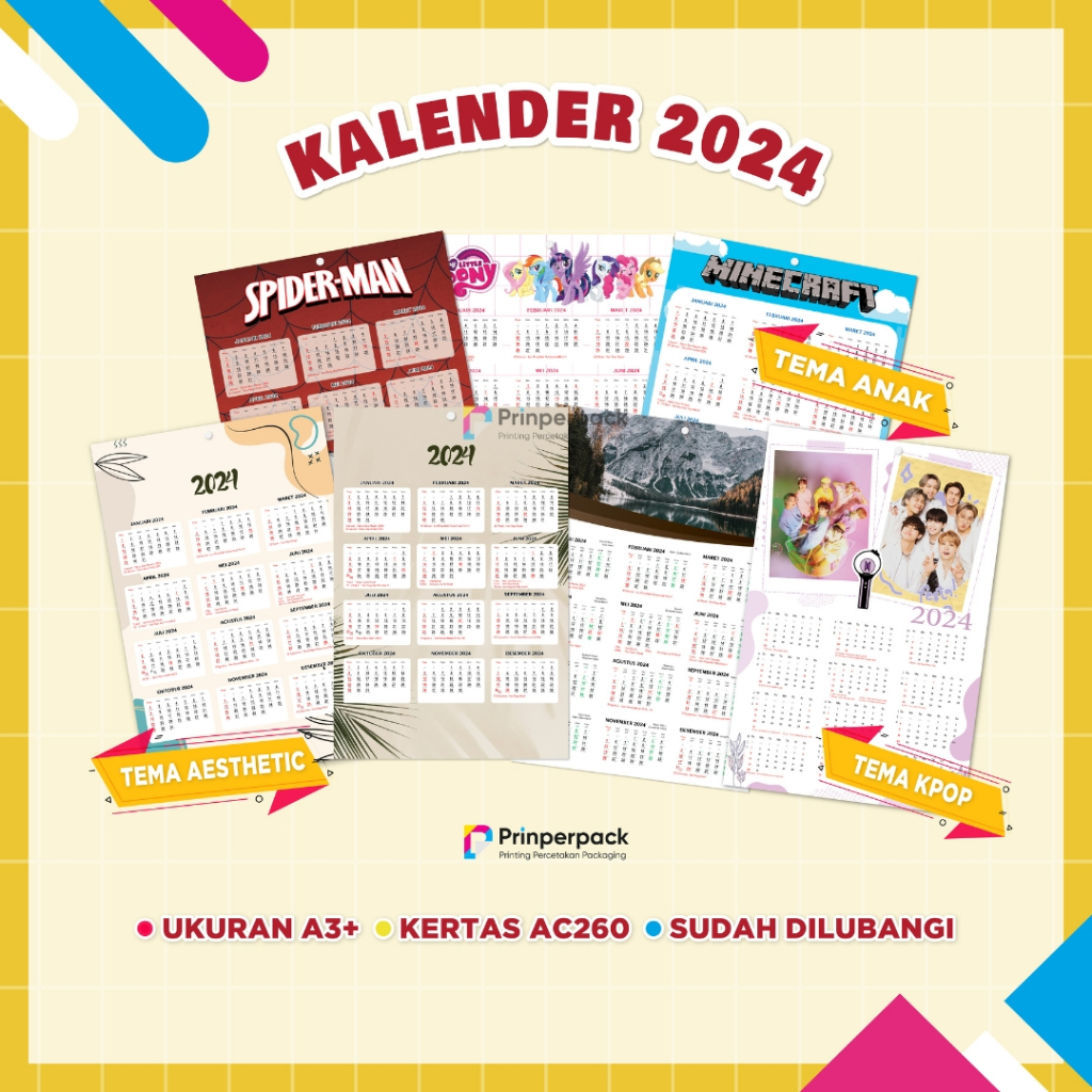 Jual Kalender dinding 2024/ kalender poster /kalender dinding kekinian ...