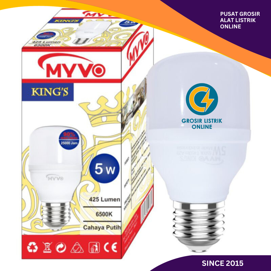 Jual LAMPU LED MYVO KINGS 5W 5 WATT 450LM BOHLAM PUTIH 6500K SNI GARANSI 1 TAHUN | Shopee Indonesia