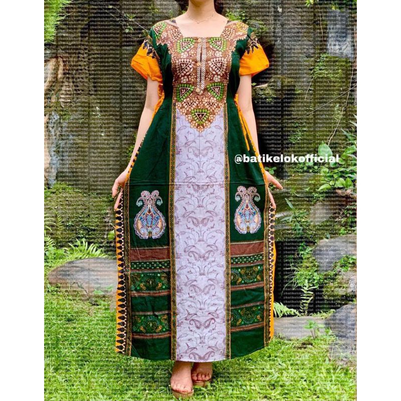 Jual DASTER ORI MERK ELOK LONGDRESS TANGAN PENDEK TALI 4 LD 110 CM ...
