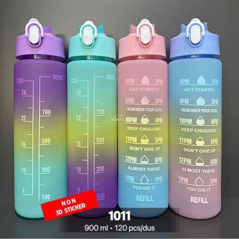 Jual botol viral 1 liter gradasi/pelangi/rainbow | Shopee Indonesia